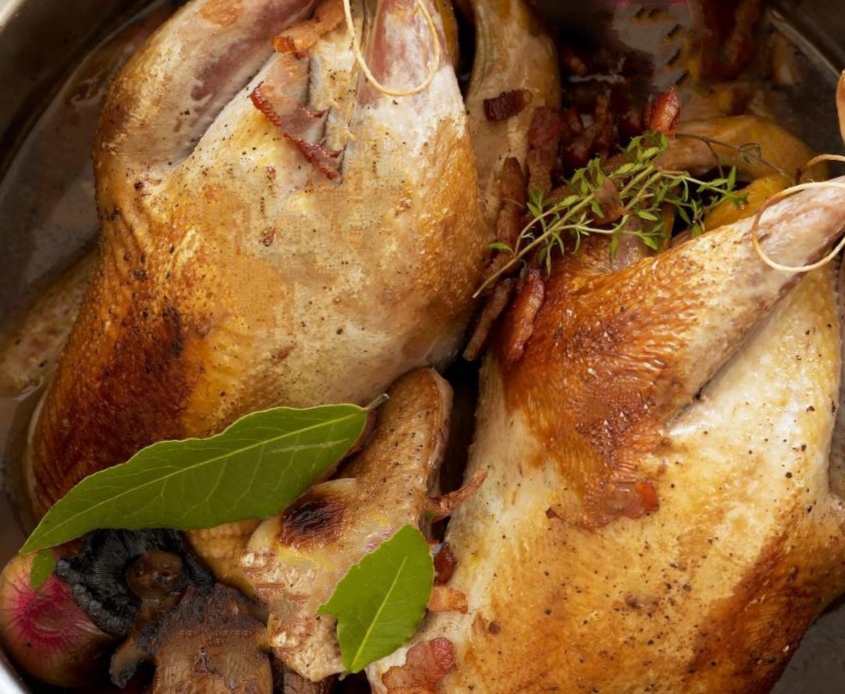 BRAISED WOOD PIGEON WITH CIDER APPLE SAUCE AND A CONFIT OF APPLES AND ...